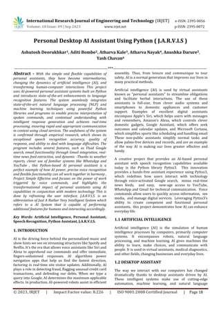 Personal Desktop AI Assistant Using Python ( J.A.R.V.I.S ) | PDF