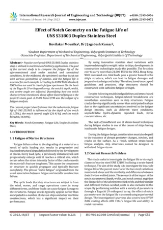 Effect of Notch Geometry on the Fatigue Life of UNS S31803 Duplex ...