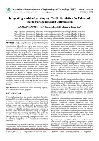 Integrating Machine Learning and Traffic Simulation for Enhanced Traffic Management and ...