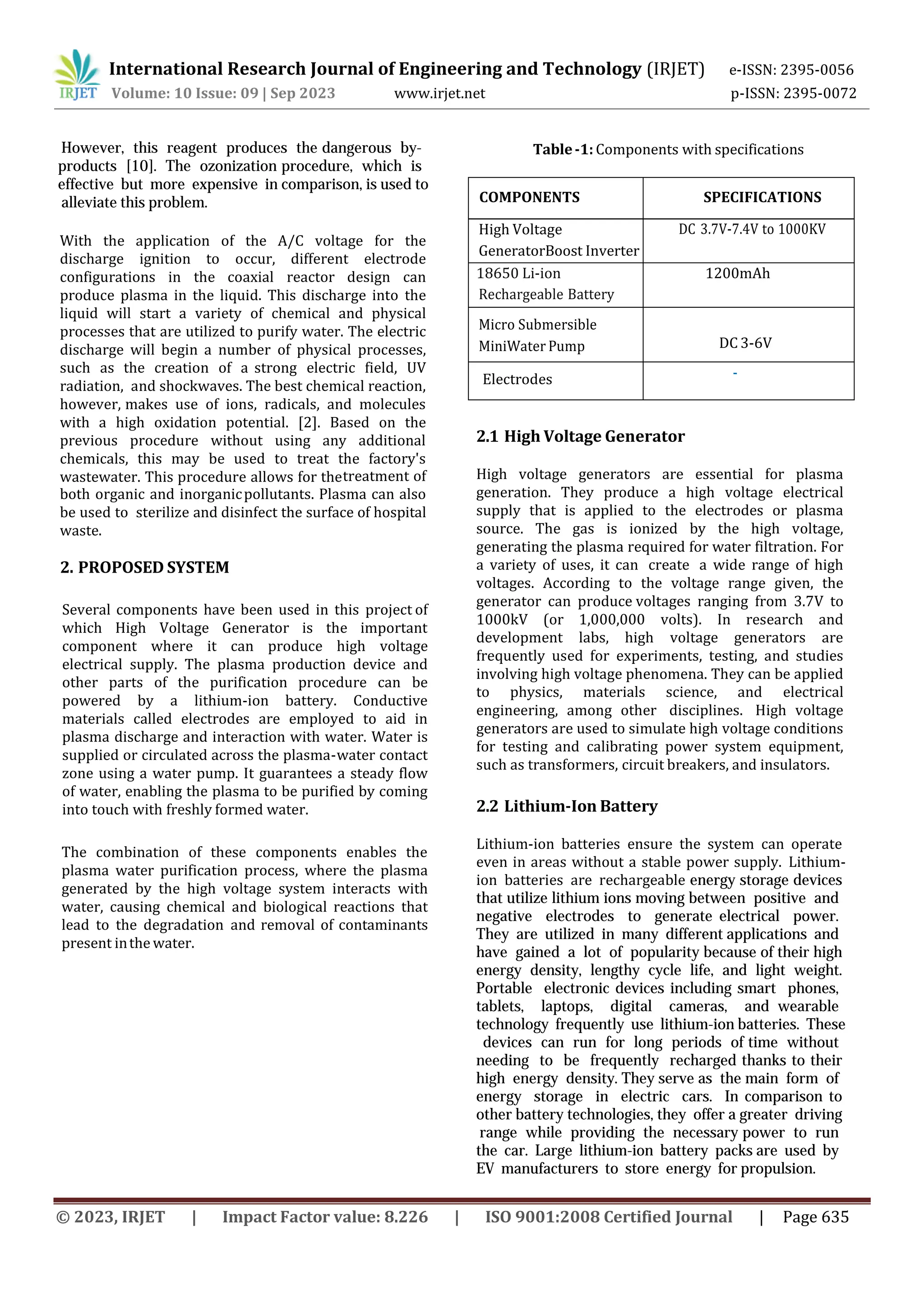 WATER PURIFICATION USING HIGH VOLTAGE PLASMA | PDF