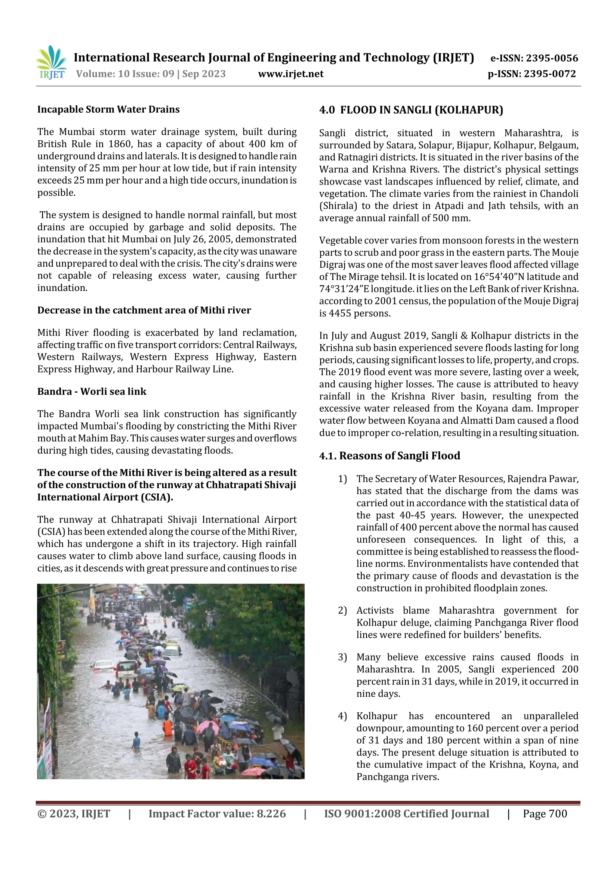 Mumbai - Sangli Flood: Its Causes and Solutions | PDF