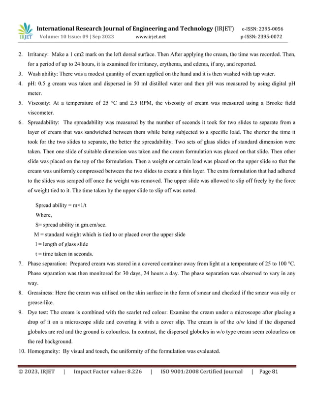 Formulation and Evaluation of Herbal Anti-acne Cream using Moringa ...