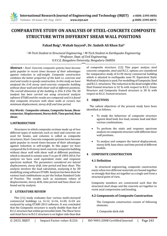 COMPARATIVE STUDY ON ANALYSIS OF STEEL-CONCRETE COMPOSITE STRUCTURE WITH DIFFERENT SHEAR WALL ...