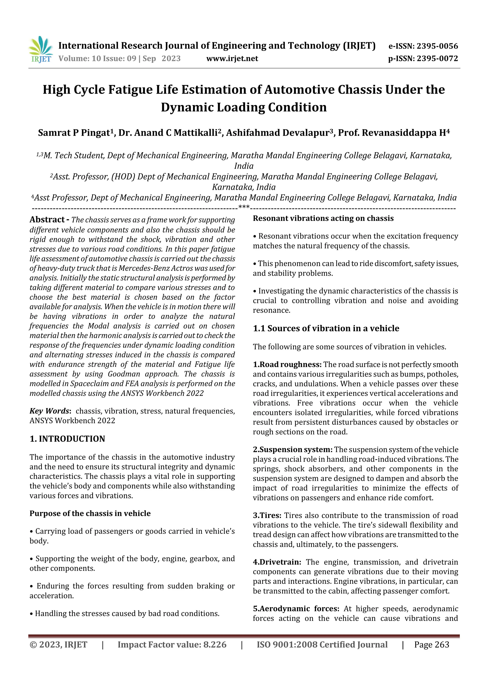 High Cycle Fatigue Life Estimation of Automotive Chassis Under the Dynamic Loading Condition | PDF