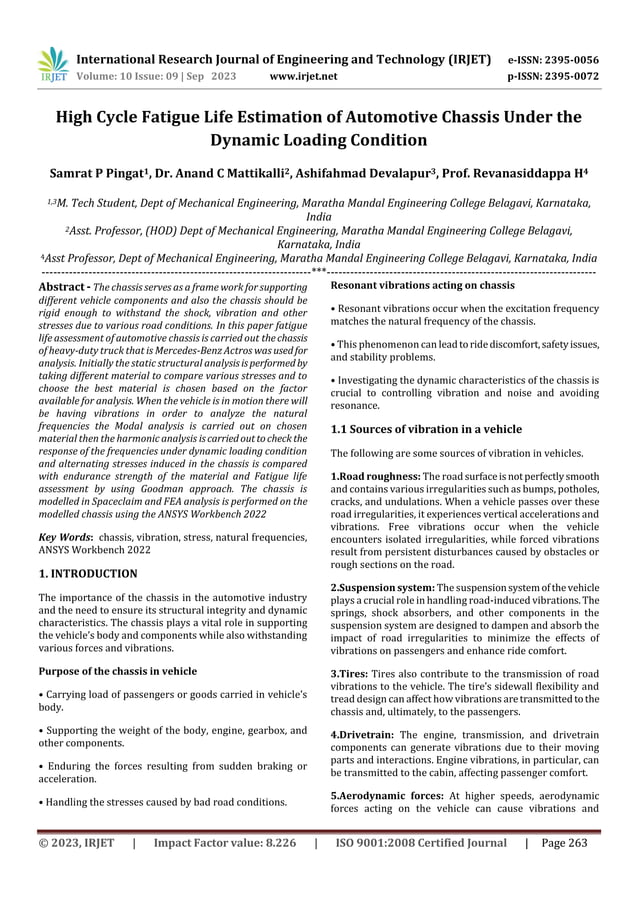 High Cycle Fatigue Life Estimation of Automotive Chassis Under the ...