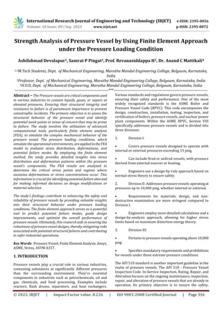 Strength Analysis of Pressure Vessel by Using Finite Element Approach under the Pressure Loading ...