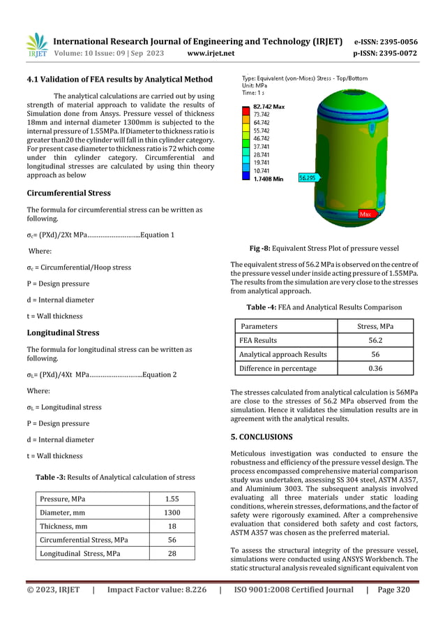 Strength Analysis of Pressure Vessel by Using Finite Element Approach ...