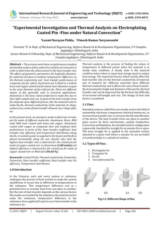 “Experimental Investigation and Thermal Analysis on Electroplating Coated Pin -Fins under ...