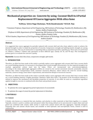 Mechanical properties on Concrete by using Coconut Shell As A Partial ...