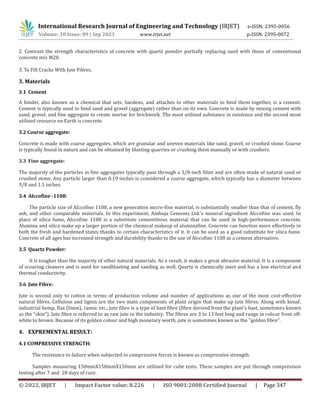 Strengthening on jute fibre concrete by using Quartz powder as partial ...