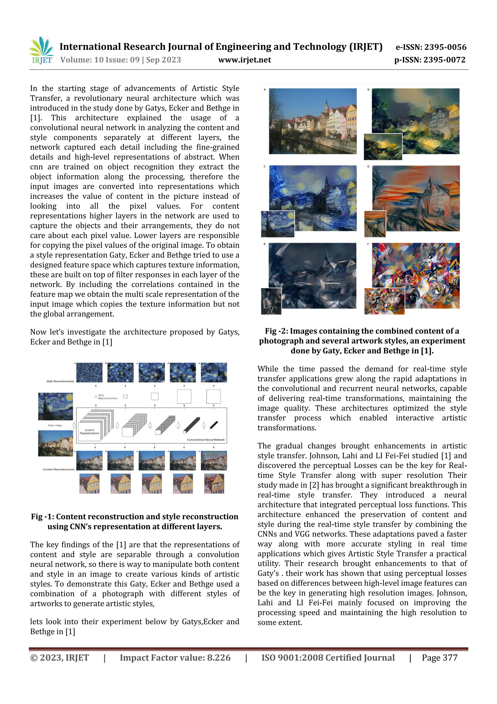 Advancements in Artistic Style Transfer: From Neural Algorithms to Real-Time Adaptation | PDF