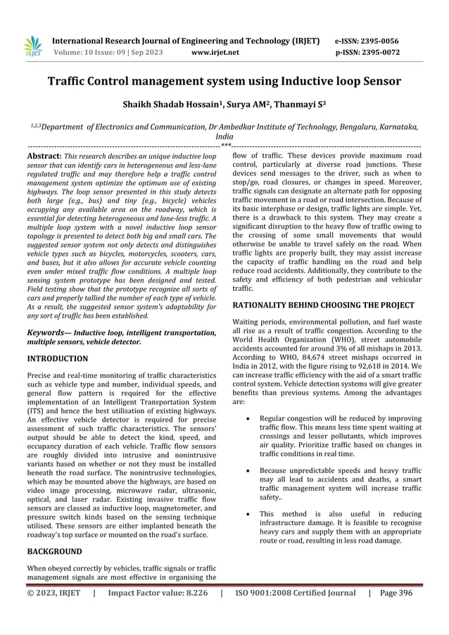 Traffic Control management system using Inductive loop Sensor | PDF ...