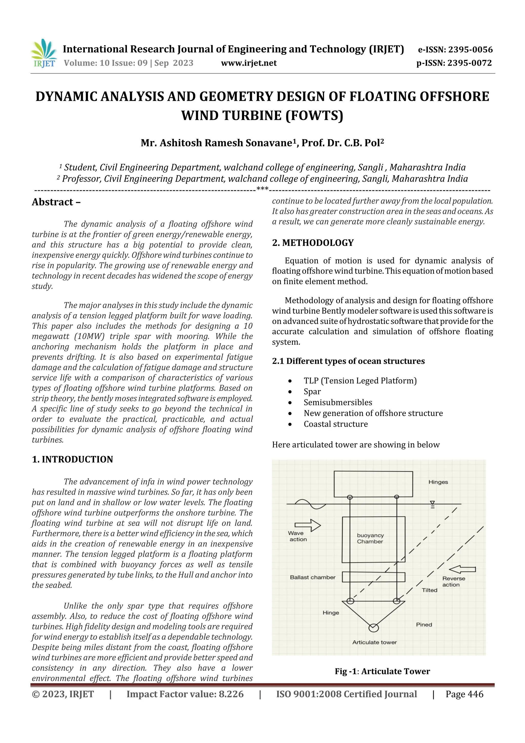 DYNAMIC ANALYSIS AND GEOMETRY DESIGN OF FLOATING OFFSHORE WIND TURBINE ...