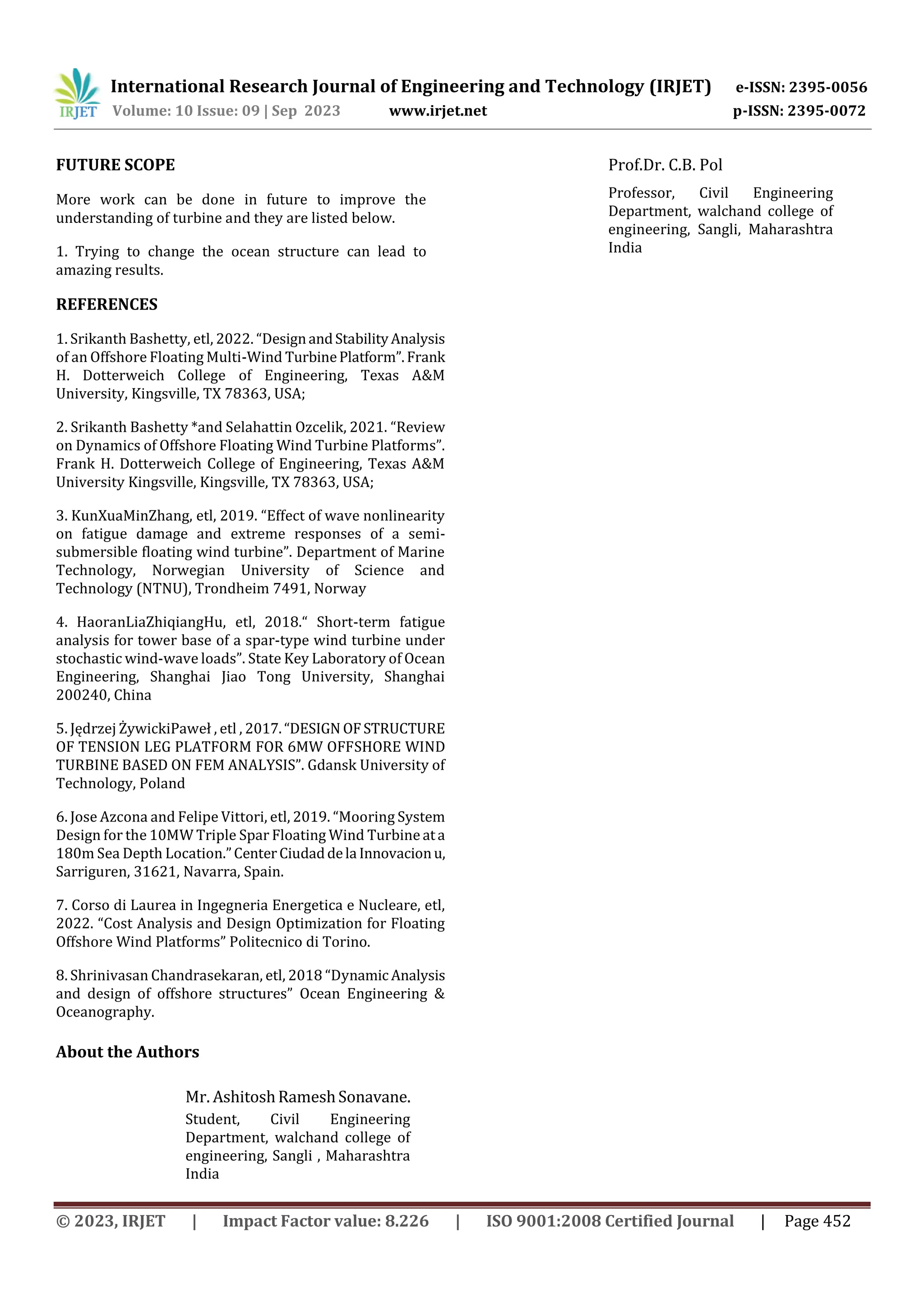 Dynamic Analysis And Geometry Design Of Floating Offshore Wind Turbine Fowts Pdf