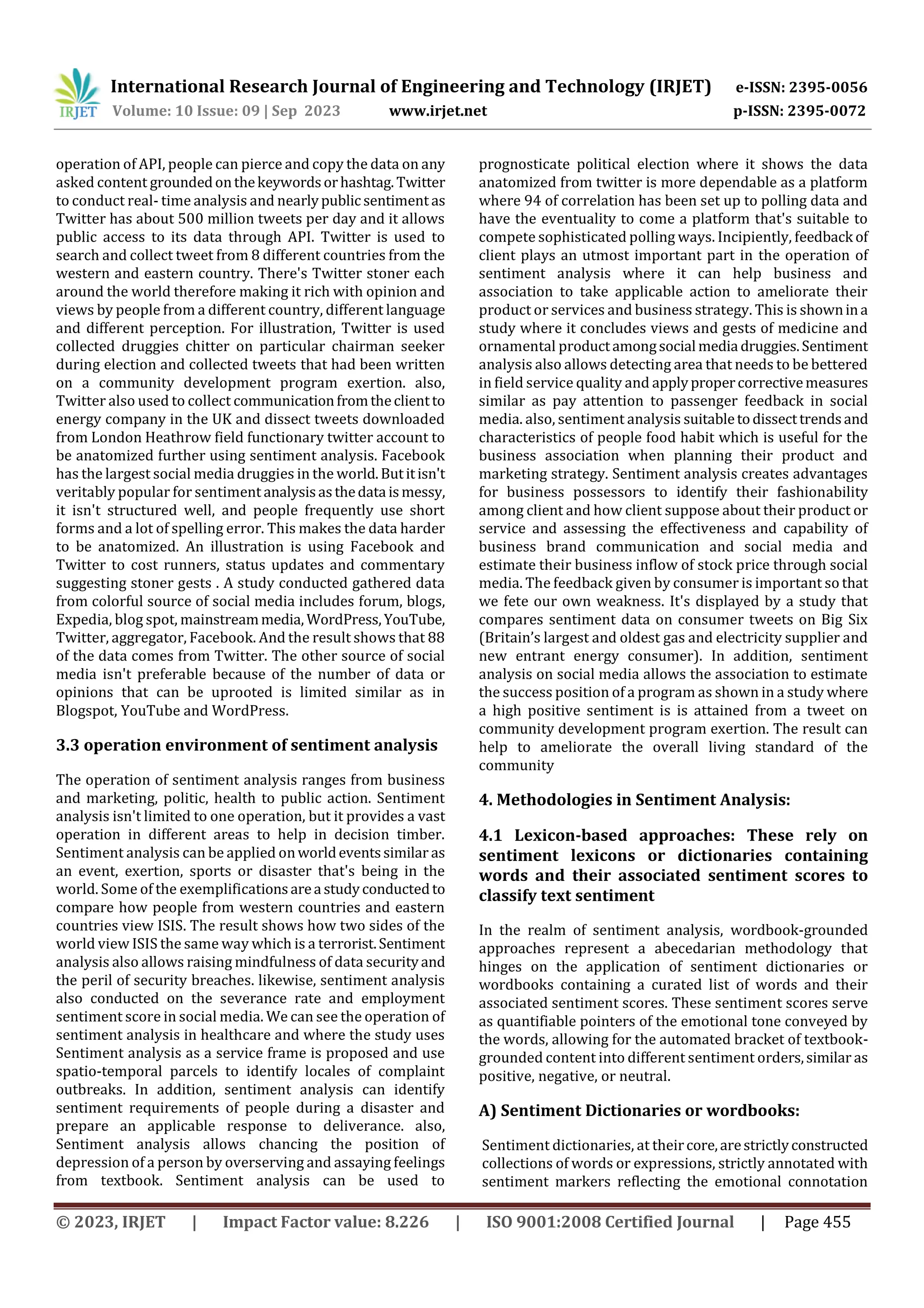 Sentiment Analysis in Social Media and Its Operations | PDF