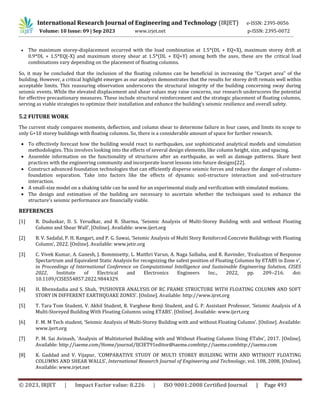 COMPARATIVE SEISMIC ANALYSIS OF A MULTI-STOREY RCC STRUCTURE WITH & WITHOUT FLOATING COLUMN IN ...