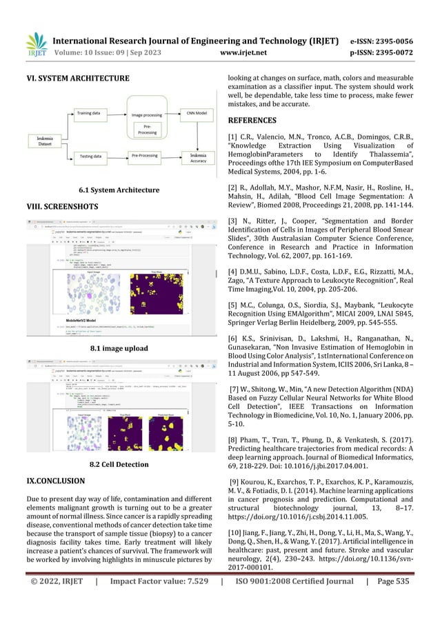 CLASSIFICATION AND SEGMENTATION OF LEUKEMIA USING CONVOLUTION NEURAL NETWORK | PDF