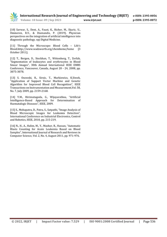 CLASSIFICATION AND SEGMENTATION OF LEUKEMIA USING CONVOLUTION NEURAL NETWORK | PDF