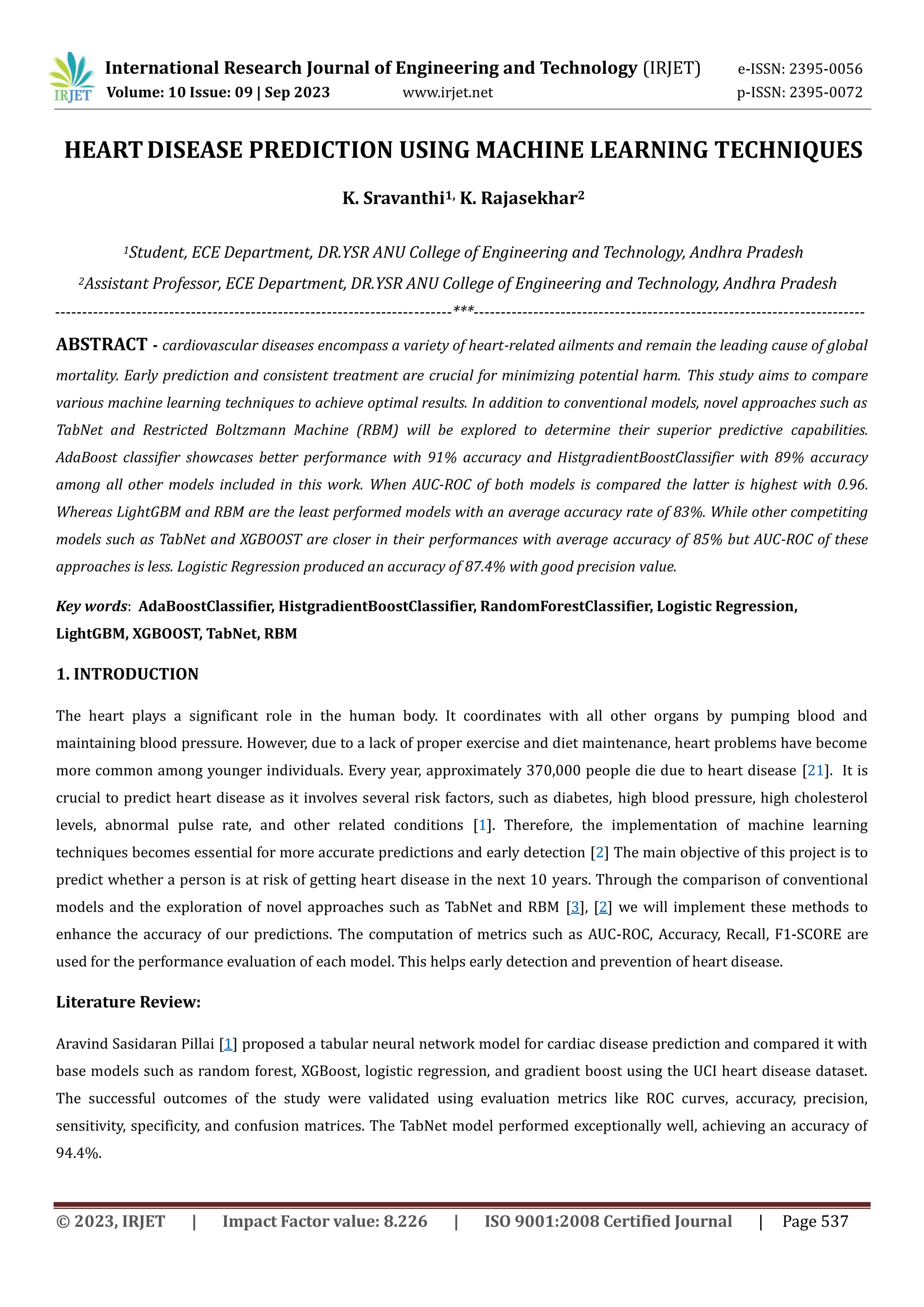 HEART DISEASE PREDICTION USING MACHINE LEARNING TECHNIQUES | PDF