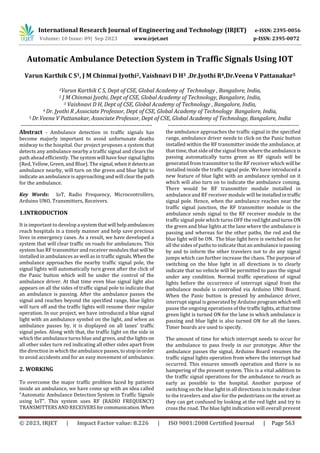 Automatic Ambulance Detection System in Traffic Signals Using IOT | PDF