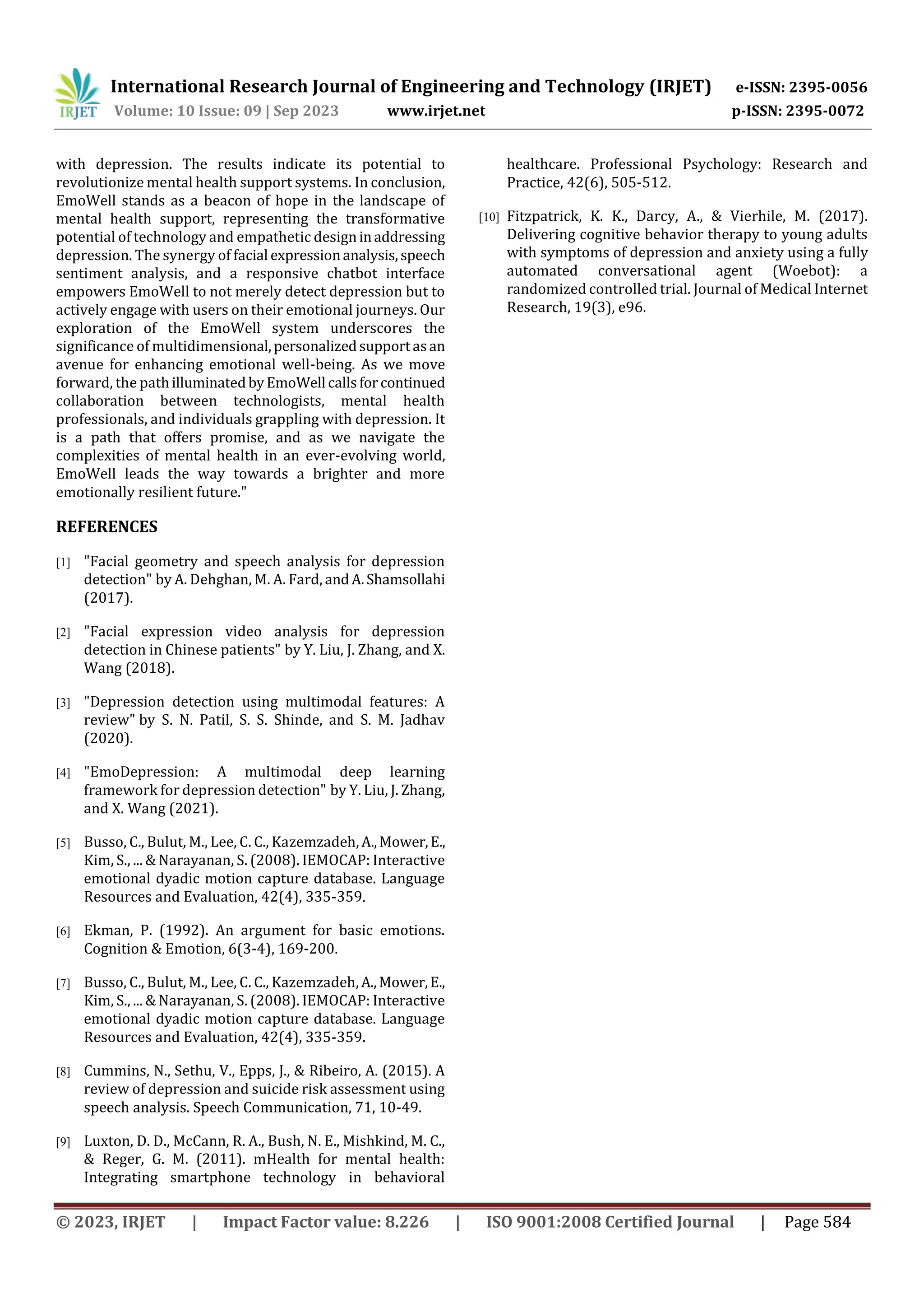 EmoWell: A Multimodal Approach for Holistic Depression Detection and Therapeutic Support using ...