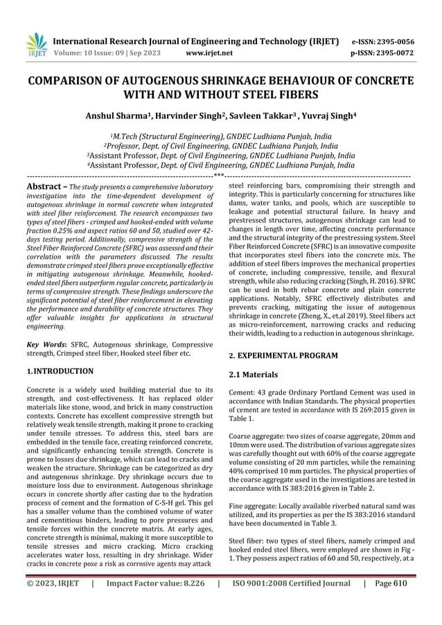 COMPARISON OF AUTOGENOUS SHRINKAGE BEHAVIOUR OF CONCRETE WITH AND ...