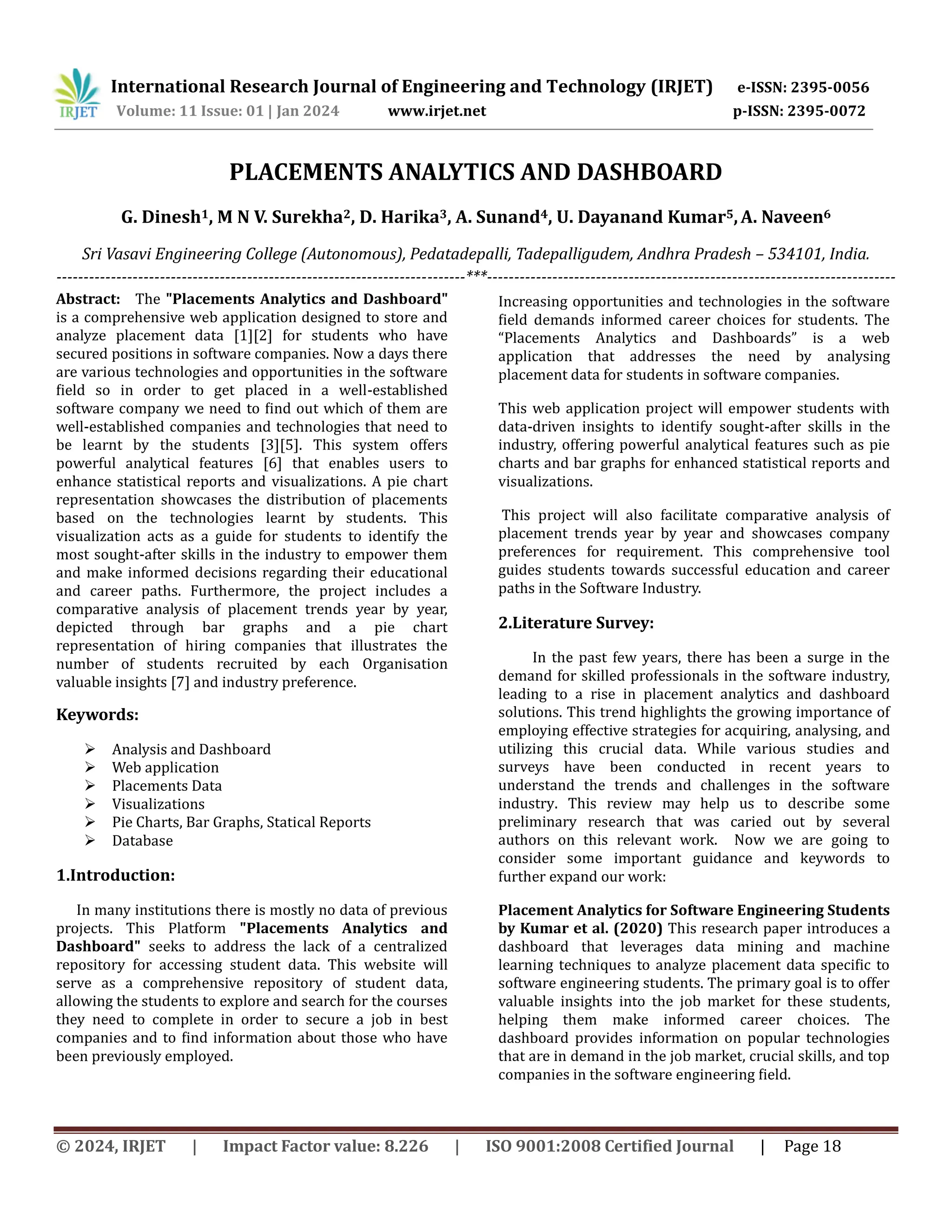 PLACEMENTS ANALYTICS AND DASHBOARD | PDF
