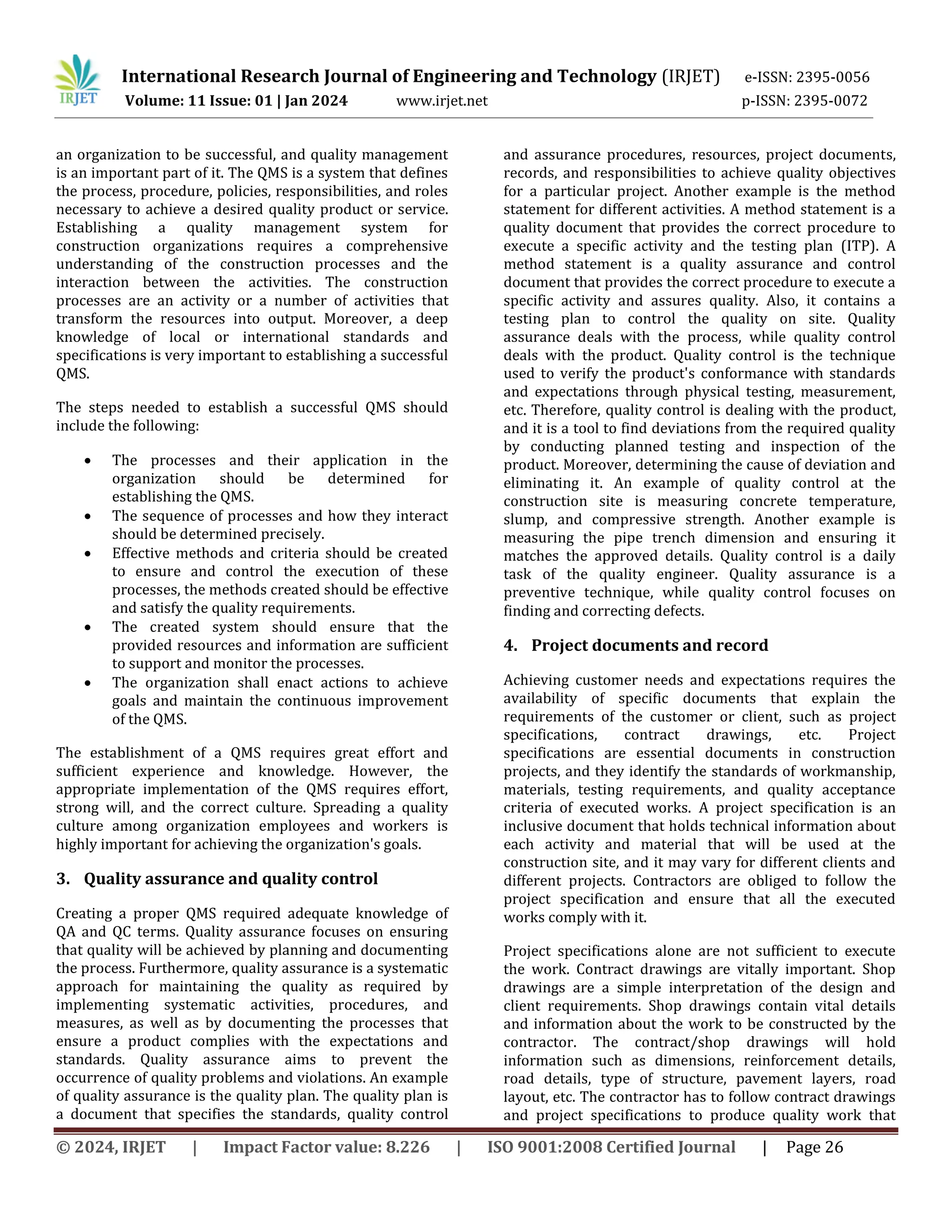 Quality management at construction projects: Case study of a stormwater network project | PDF
