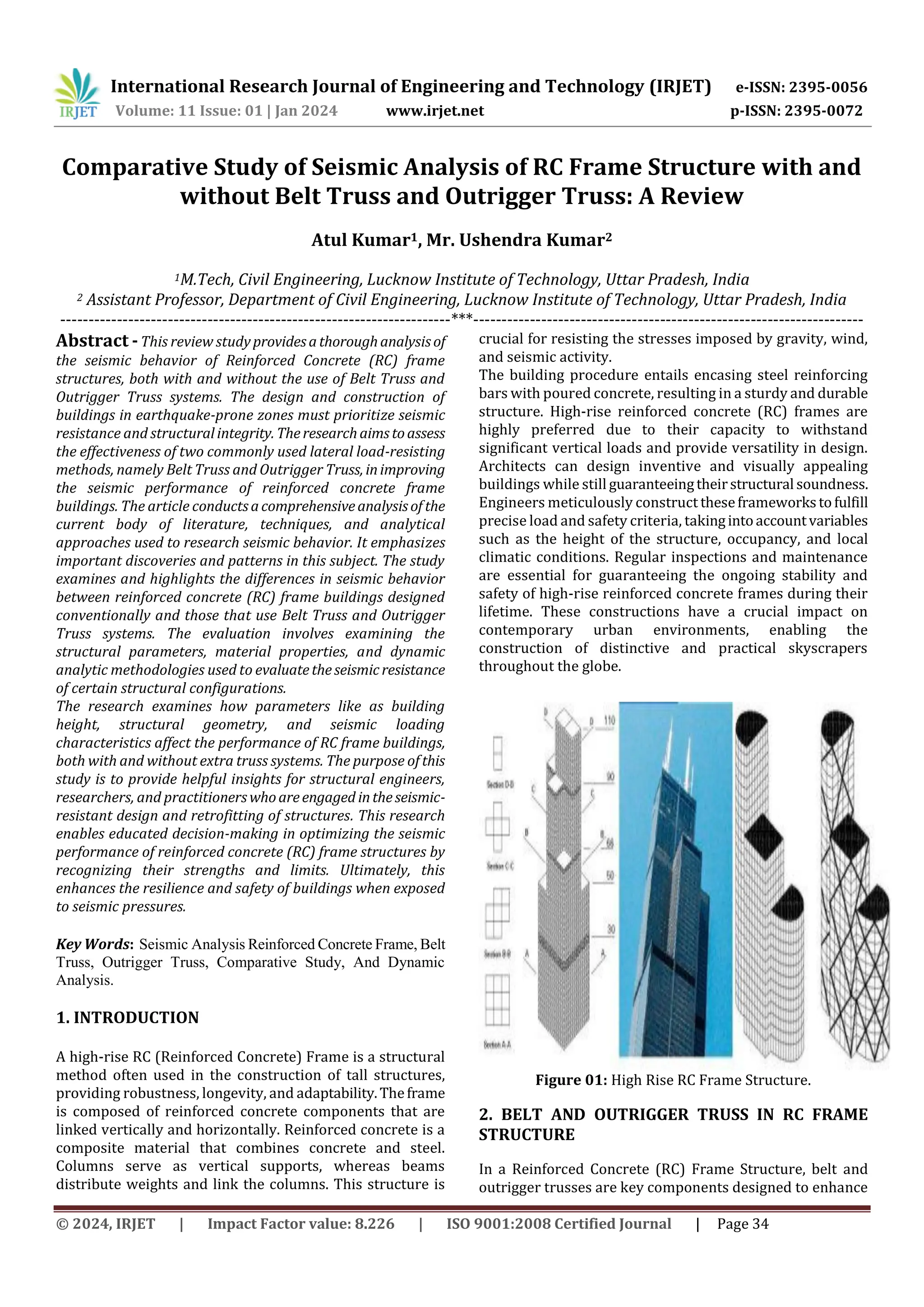 Comparative Study of Seismic Analysis of RC Frame Structure with and ...