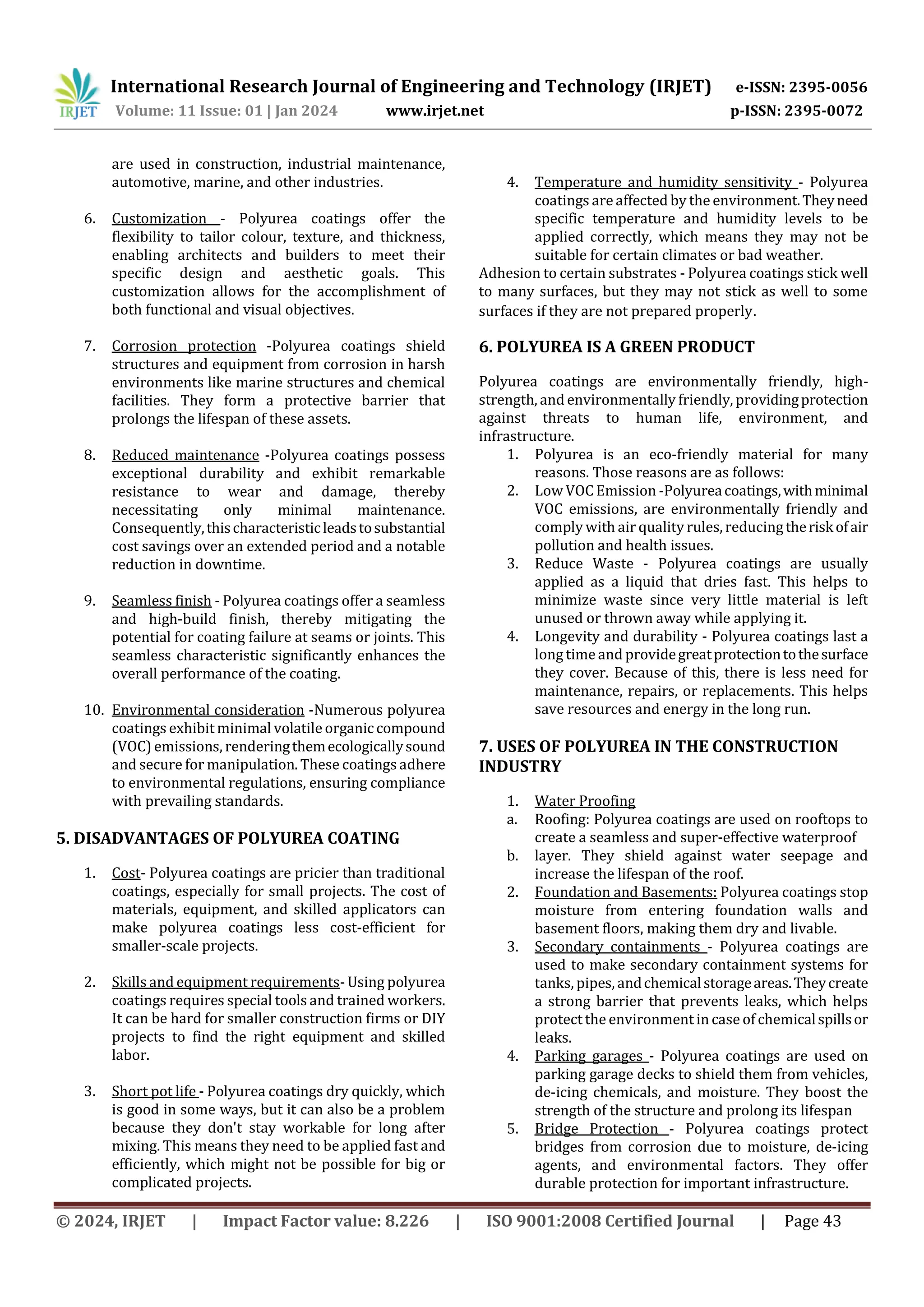 Polyurea Uses in the Construction Industry | PDF