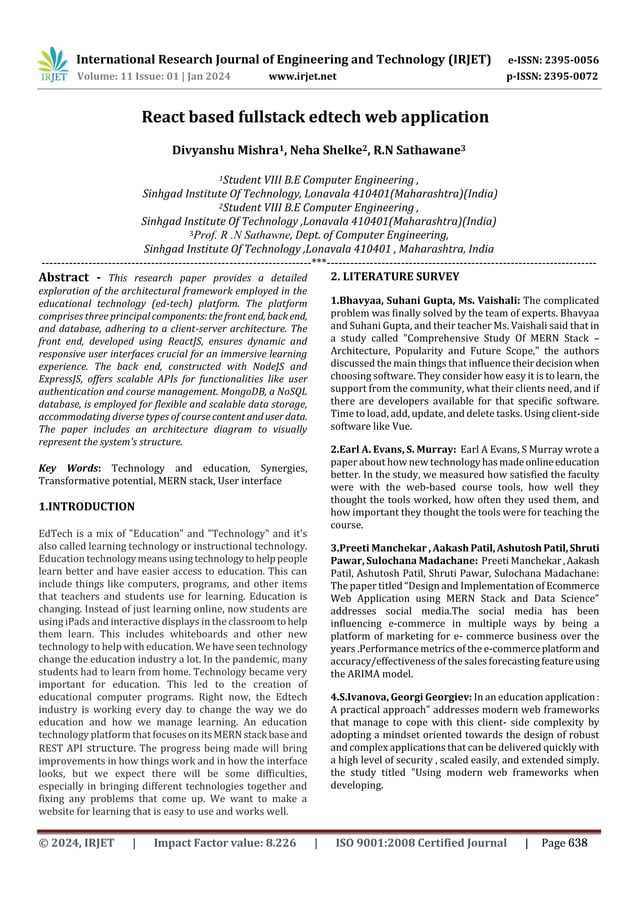 React based fullstack edtech web application | PDF
