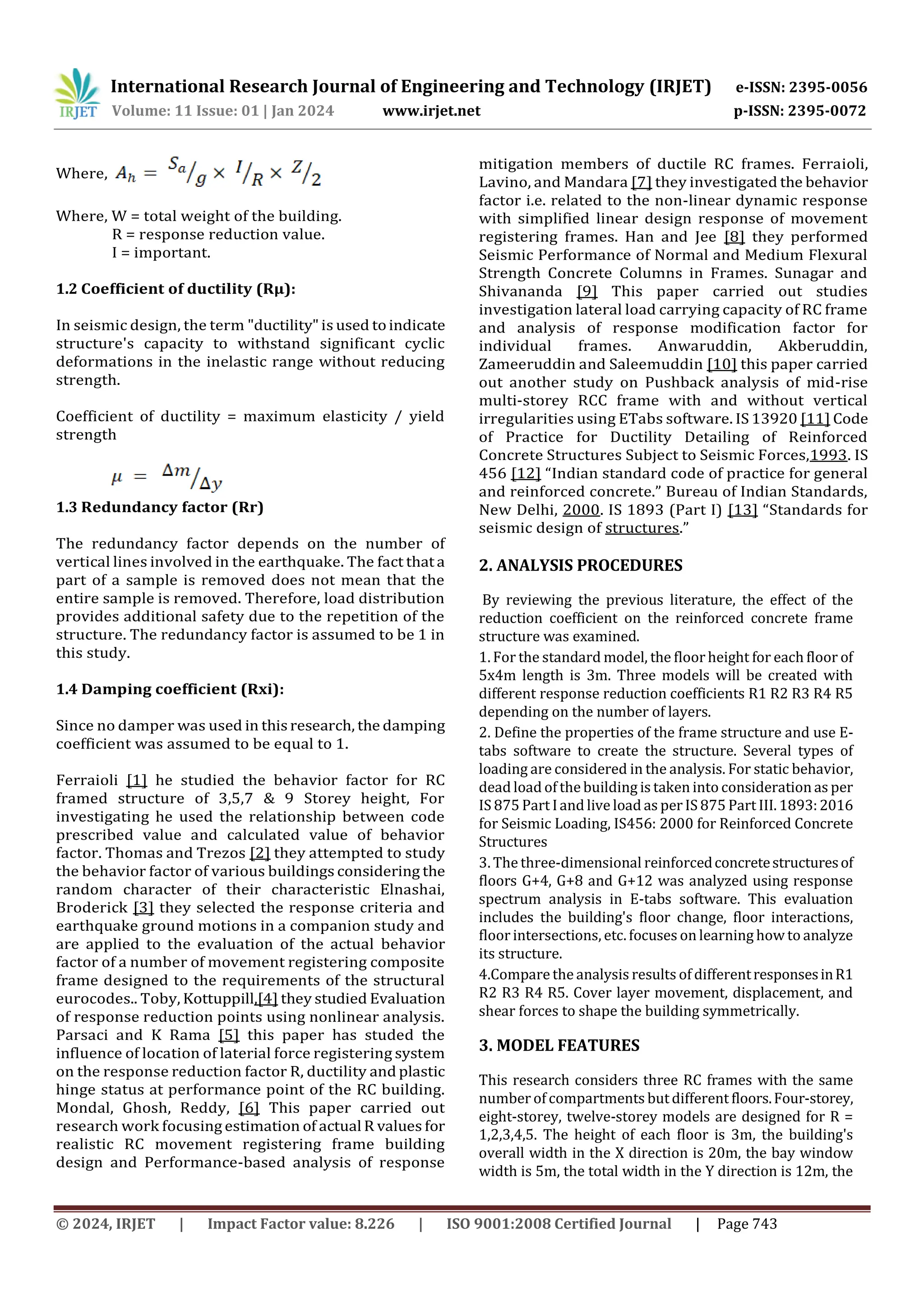 STUDY THE EFFECT OF RESPONSE REDUCTION FACTOR ON RC FRAMED STRUCTURE | PDF