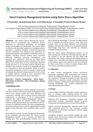 Smart Canteen Management System using Naïve Bayes Algorithm | PDF