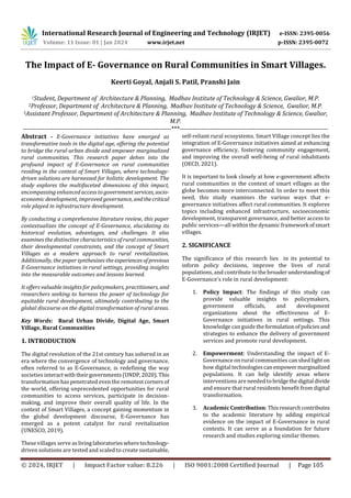 The Impact of E- Governance on Rural Communities in Smart Villages. | PDF