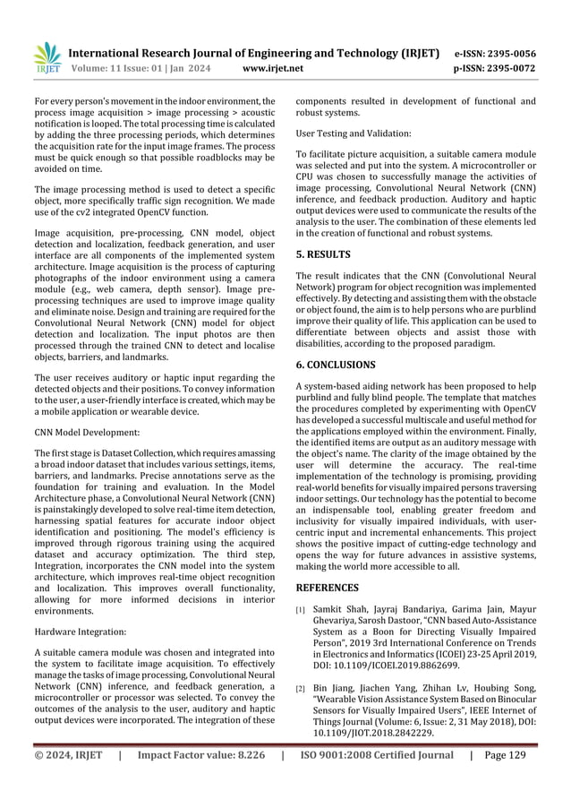 Object Detection and Localization for Visually Impaired People using CNN | PDF | Cameras and ...