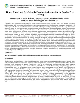 Title: - Ethical and Eco-Friendly Fashion: An Evaluation on Cruelty ...