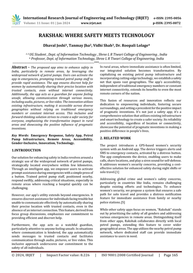 RAKSHAK: WHERE SAFETY MEETS TECHNOLOGY | PDF | Computer Software and ...