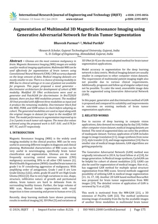 Augmentation of Multimodal 3D Magnetic Resonance Imaging using Generative Adversarial Network ...