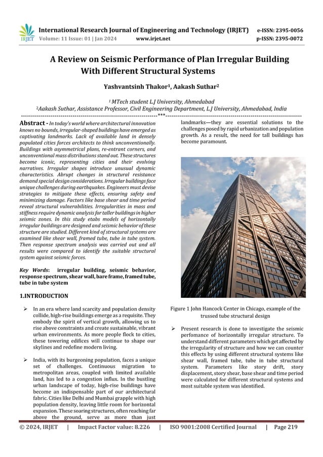 A Review on Seismic Performance of Plan Irregular Building With ...