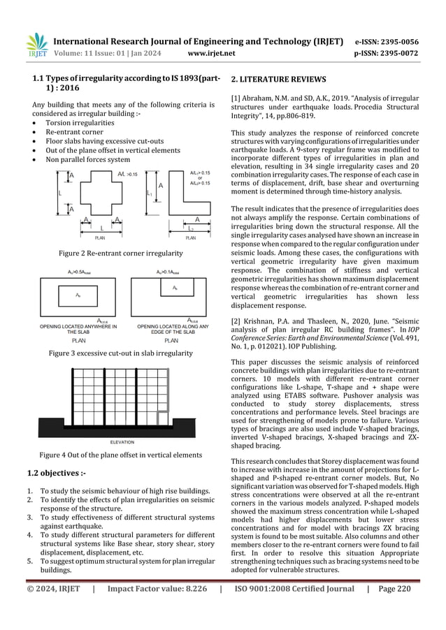 A Review on Seismic Performance of Plan Irregular Building With ...
