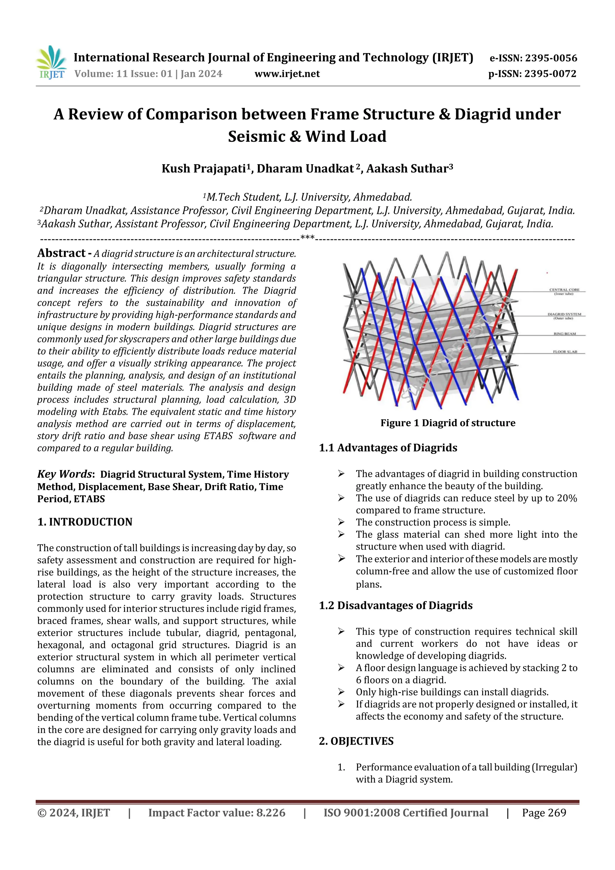 A Review of Comparison between Frame Structure & Diagrid under Seismic & Wind Load | PDF