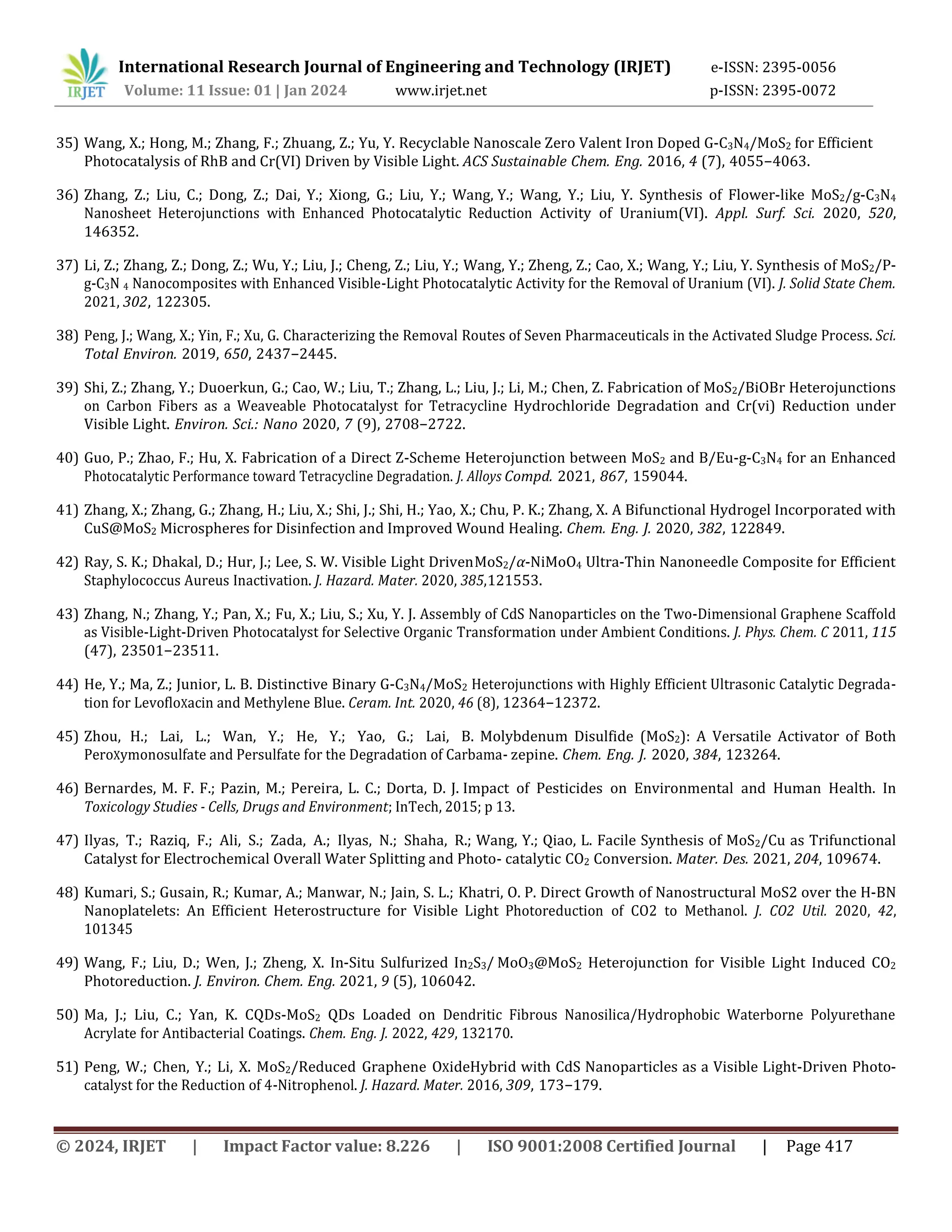 Review on Synthesis and Applications of Nanomaterial Molybdenum ...