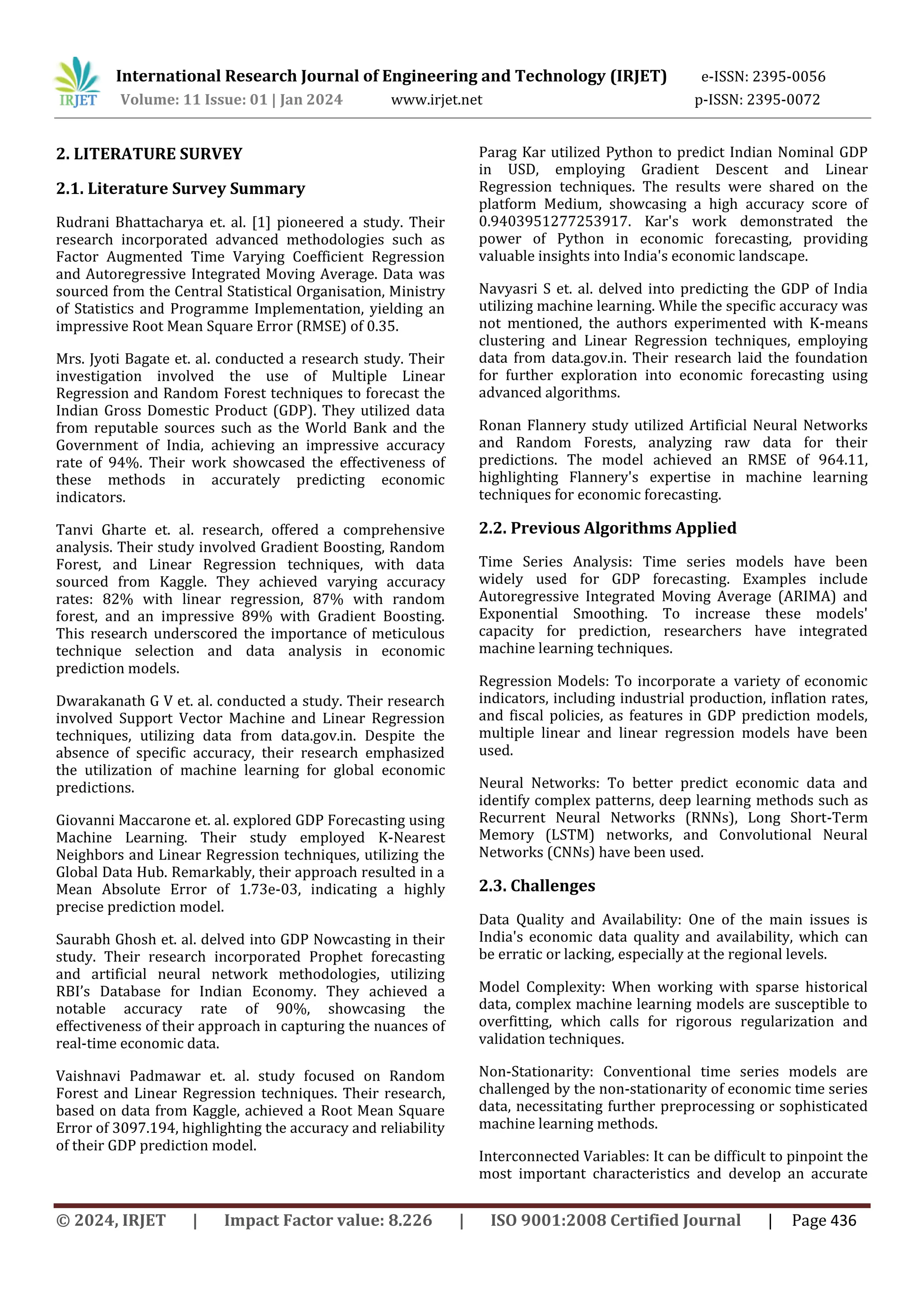 Forecasting of India’s GDP using Various Regression Algorithms | PDF