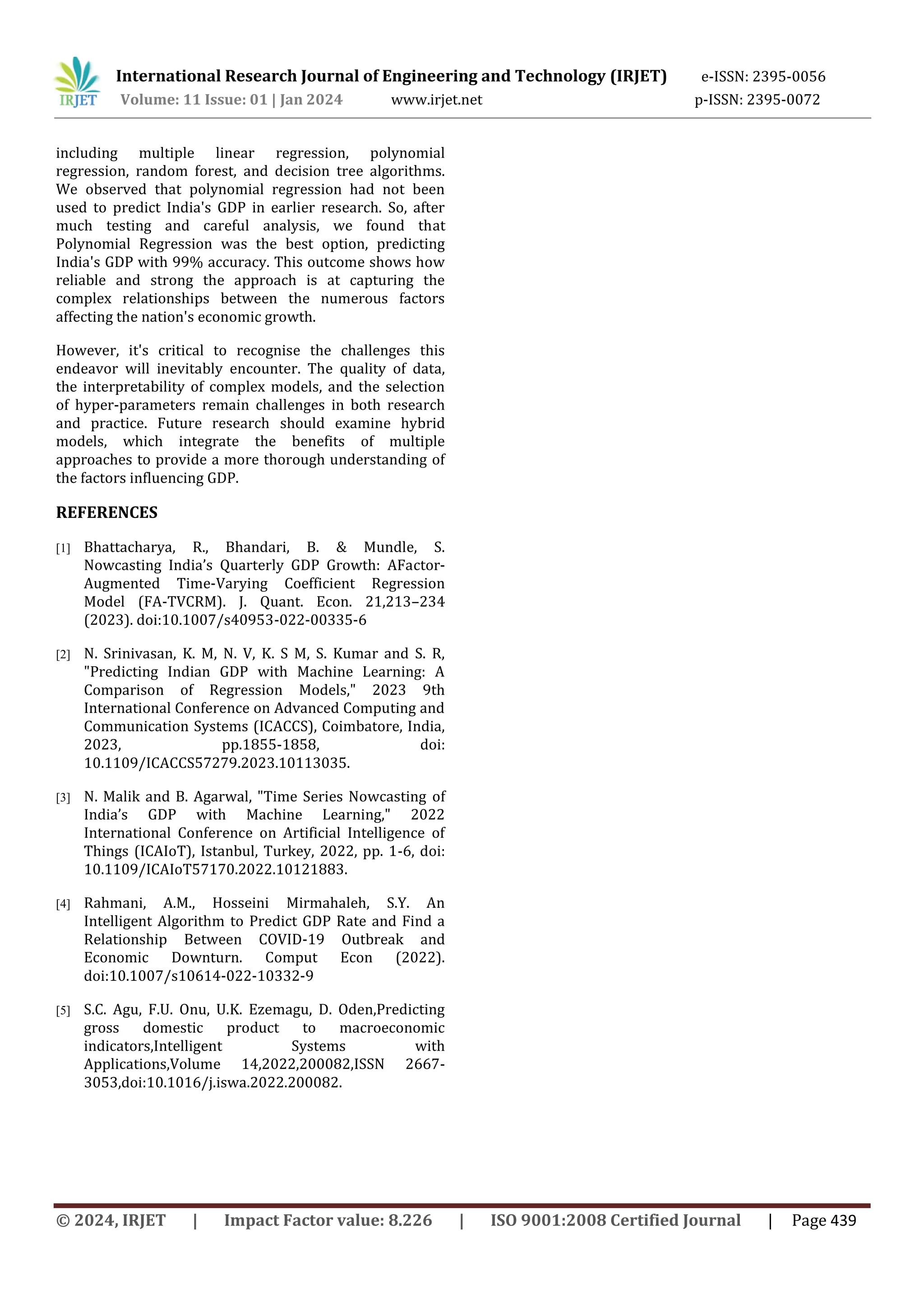 Forecasting of India’s GDP using Various Regression Algorithms | PDF