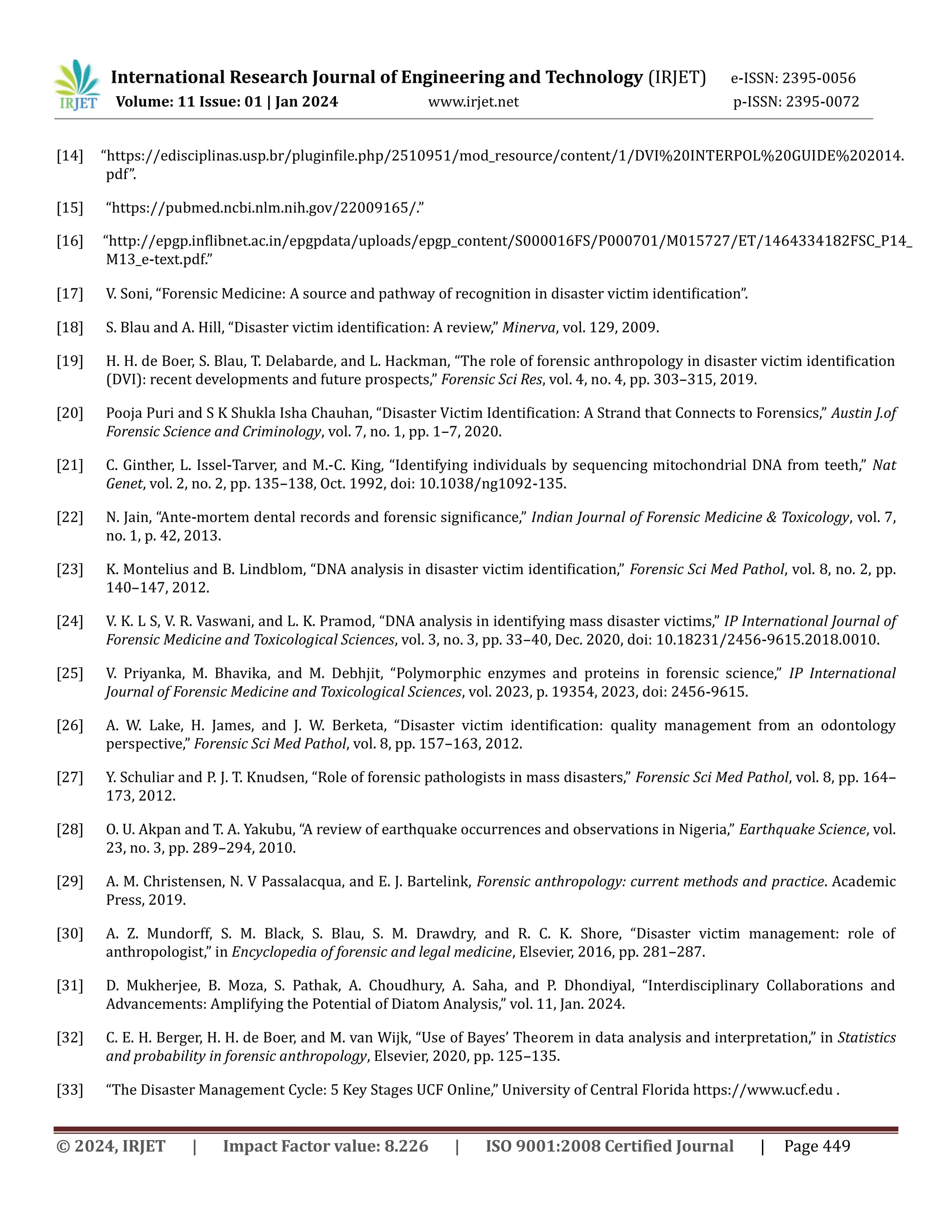 Mass Fatality Incidence and Disaster Victim Identification- A ...