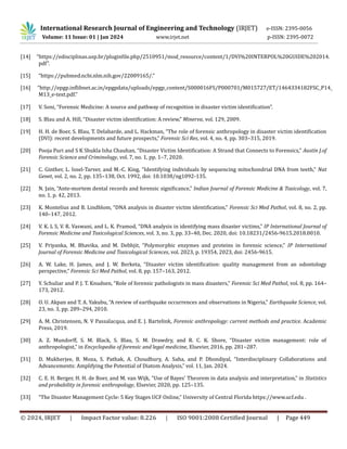 Mass Fatality Incidence and Disaster Victim Identification- A ...