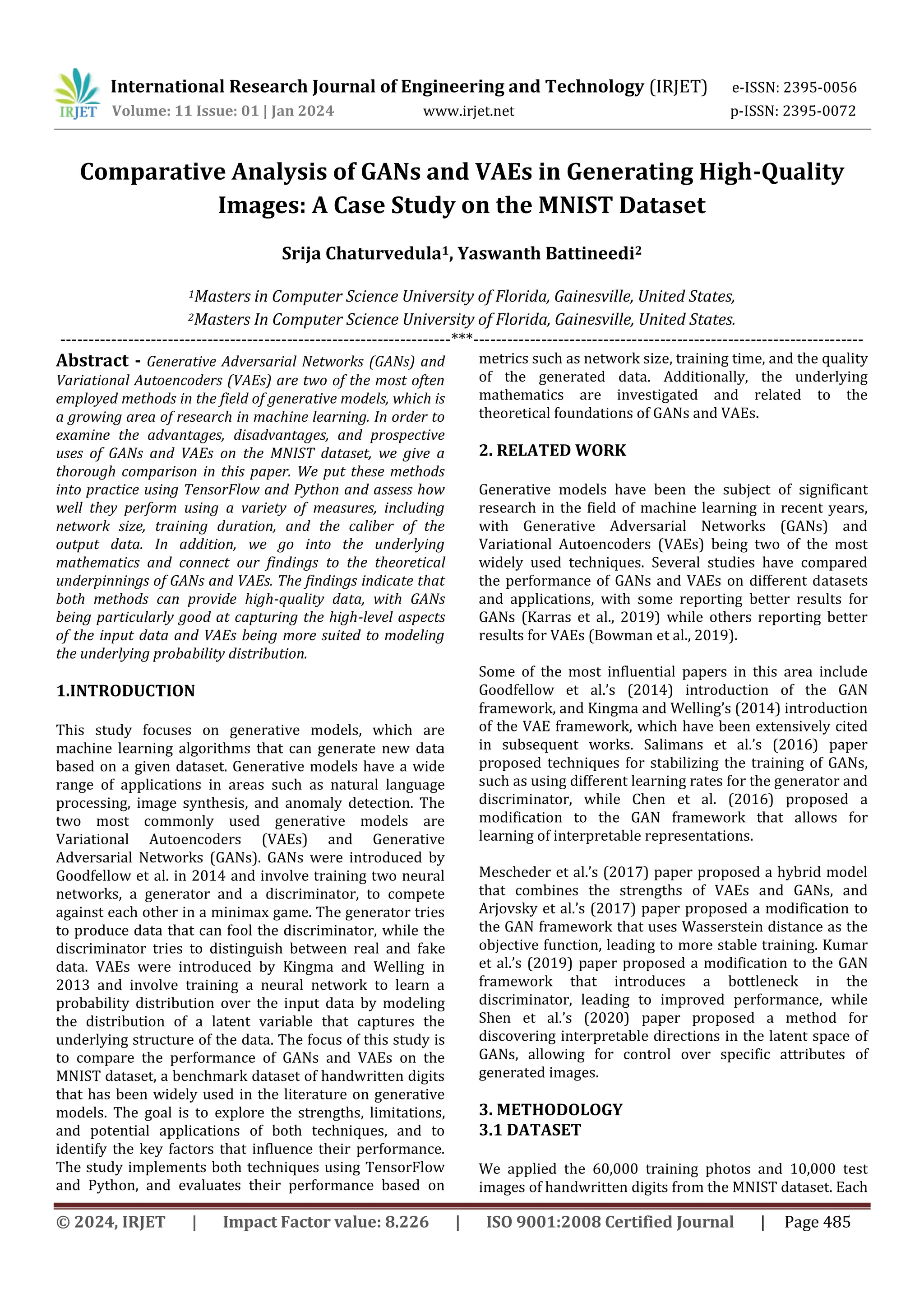 Comparative Analysis of GANs and VAEs in Generating High-Quality Images: A Case Study on the ...