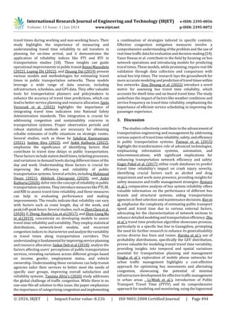 A Review Paper on Travel Time Reliability in Public Transportation | PDF