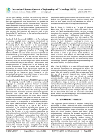 Enhancing Video Understanding: NLP-Based Automatic Question Generation | PDF