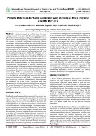 Pothole Detection for Safer Commutes with the help of Deep learning and ...